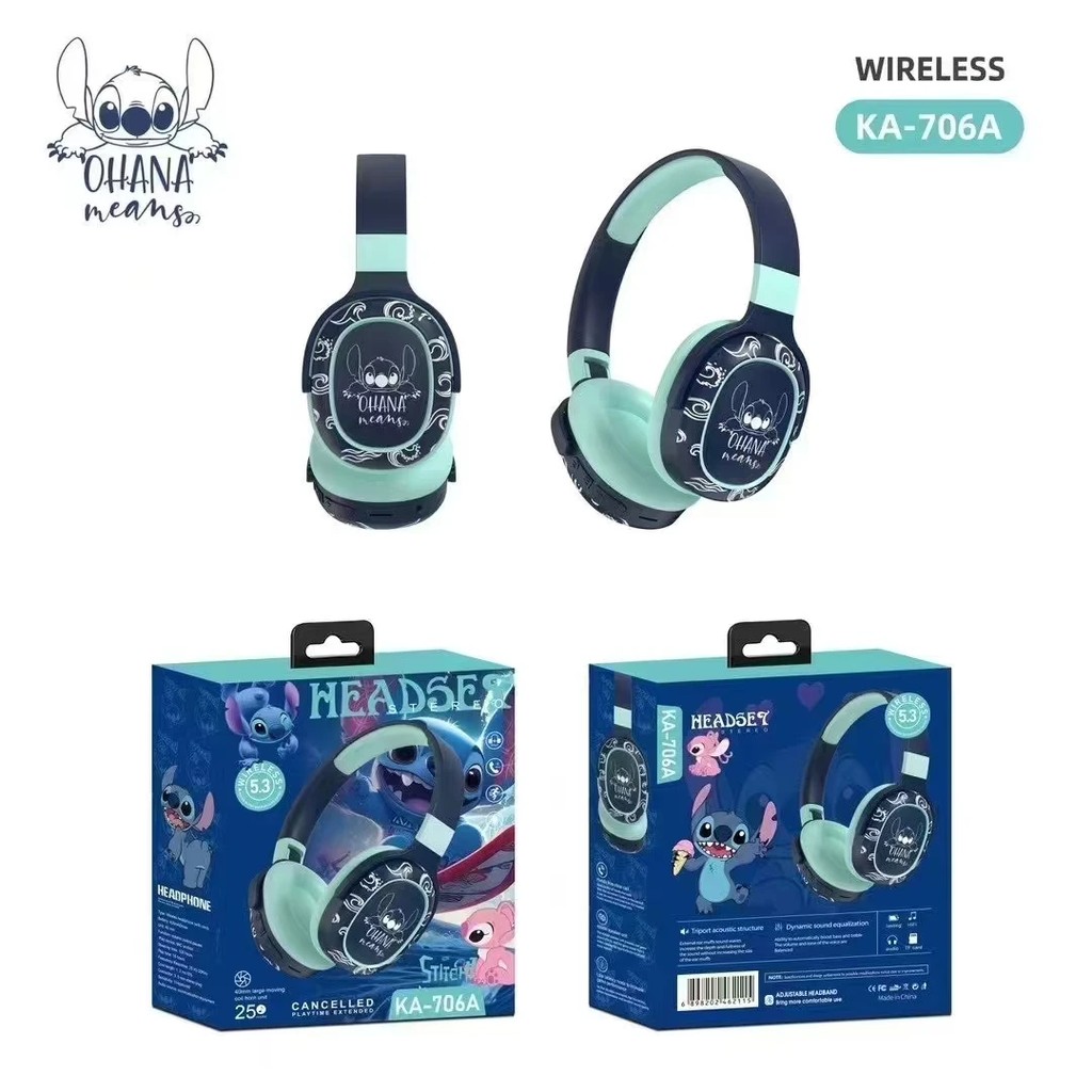 Jual Disney Stitch Bluetooth Headphones Foldable Wireless Earphones ...
