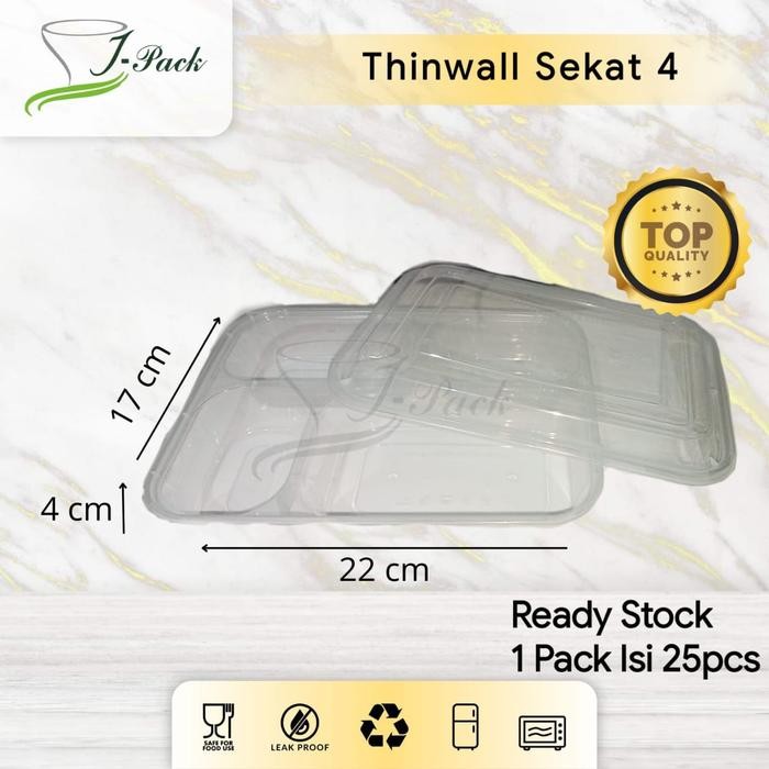 Jual Thinwall bento sekat 4 / Kotak makan plastik bento (1pack=25pcs ...