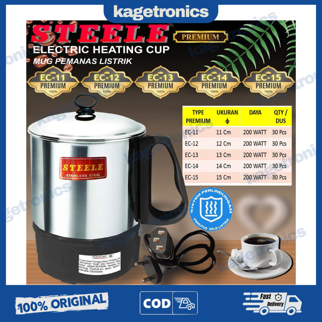 Jual STEEL Electric Heating Cup - Mug Pemanas Listrik Premium | Shopee ...