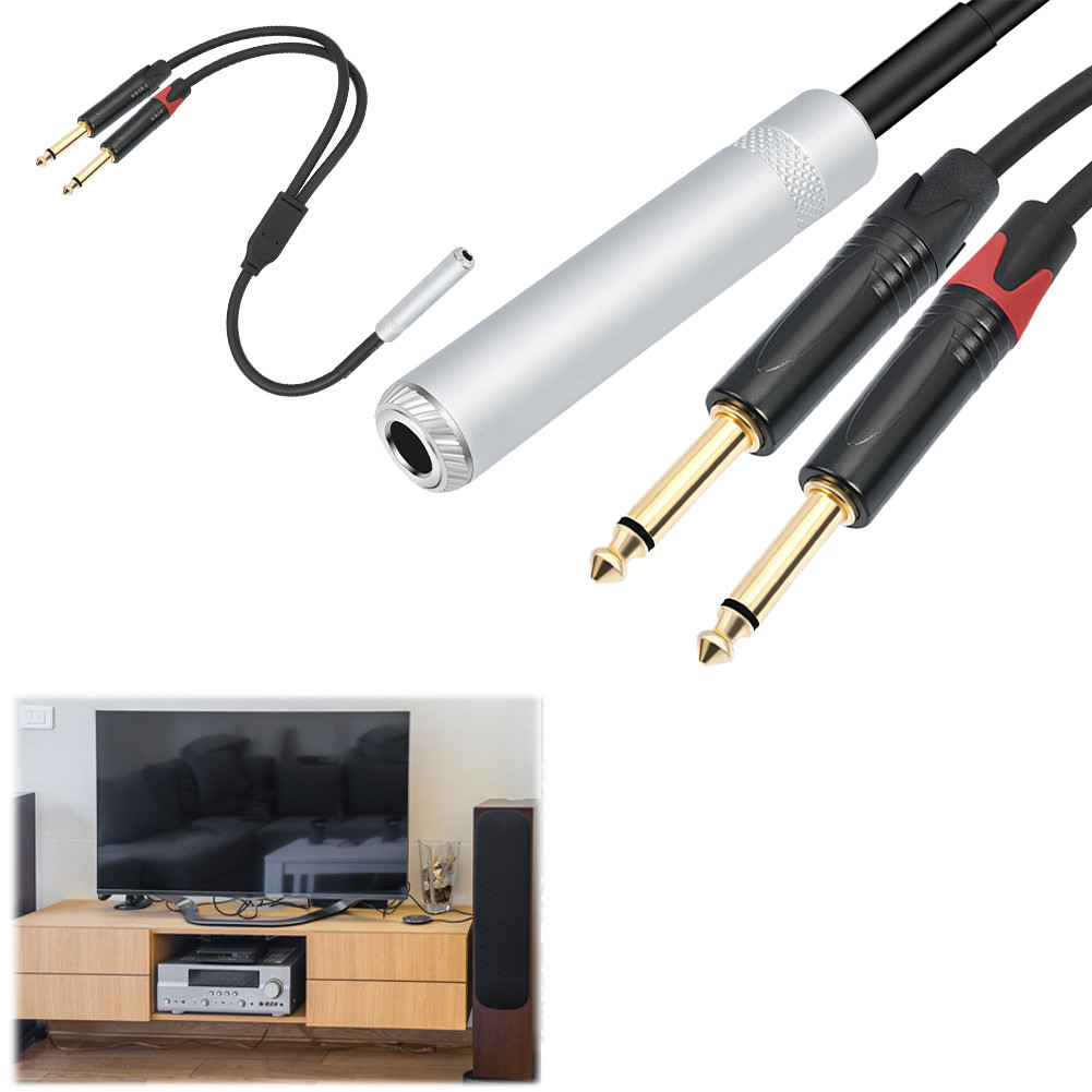 Jual 6.35mm 1/4 TRS Female To Dual 6.35mm TS Male Audio Cable Y ...