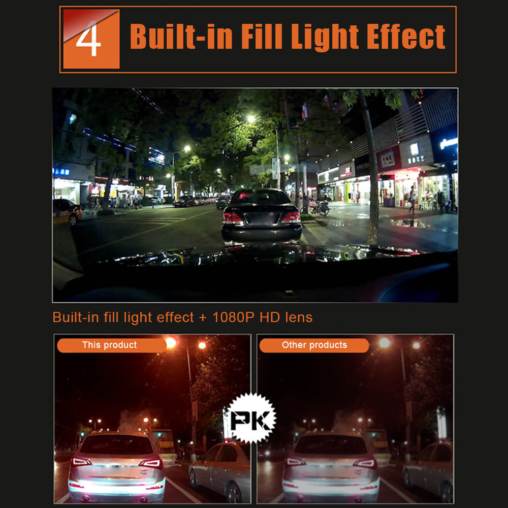 Jual 4.3 Inch Mirror Dashcam 1080P&480P Full HD Cycle Recording Rear ...