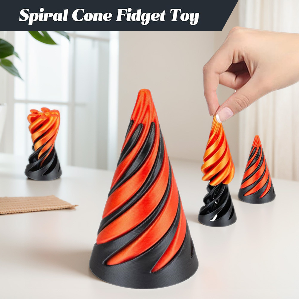 Jual 3D Printed Spiral Cone Toy Mini Vortex Thread Illusion Stress ...