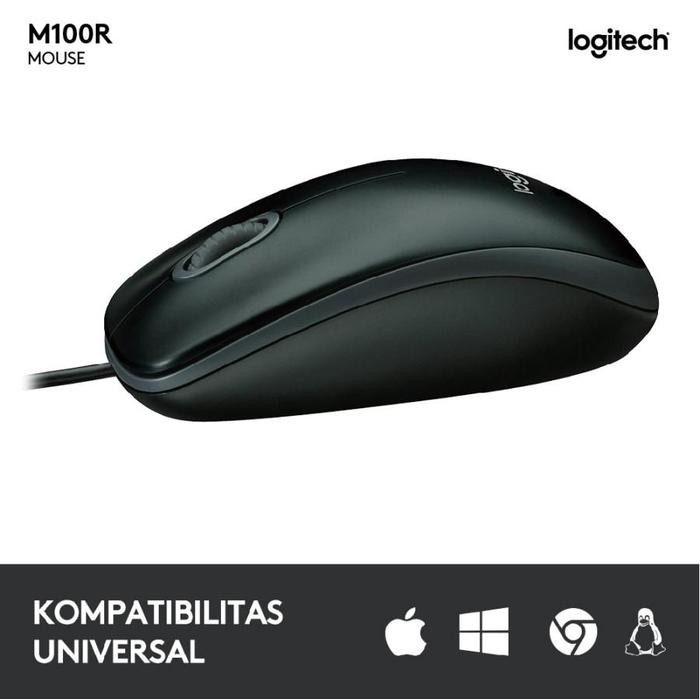 Jual Logitech M100R Mouse logitec kabel M100 R Wired USB Optical ...