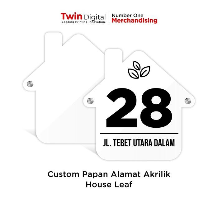 Jual NEW Papan Alamat Nomor Rumah Akrilik Custom Print UV - House Leaf ...