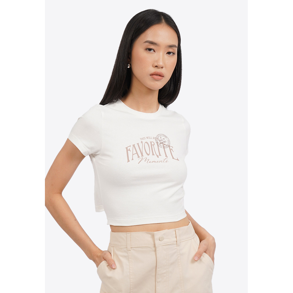 Jual COLORBOX Back Tie Short Sleeve Graphic T-Shirt Off White | Shopee ...