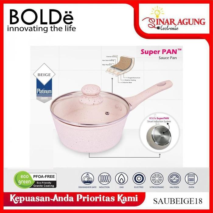 Jual PREMIUM BOLDE SUPER PAN SAUCE PAN PANCI GRANITE COATING 18CM BEIGE ...