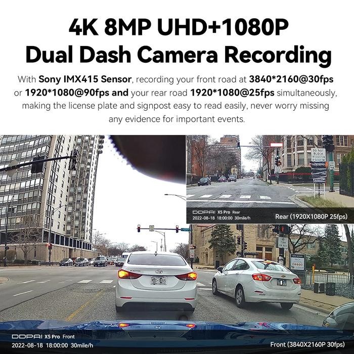 Jual DDPAI X5 Pro Dash Cam Dual Car Camera Recorder IMX415 4K 2160P ...
