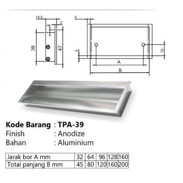 Jual Expert Huben TPA-39 Handle Tanam Sliding Aluminium Anodize ...