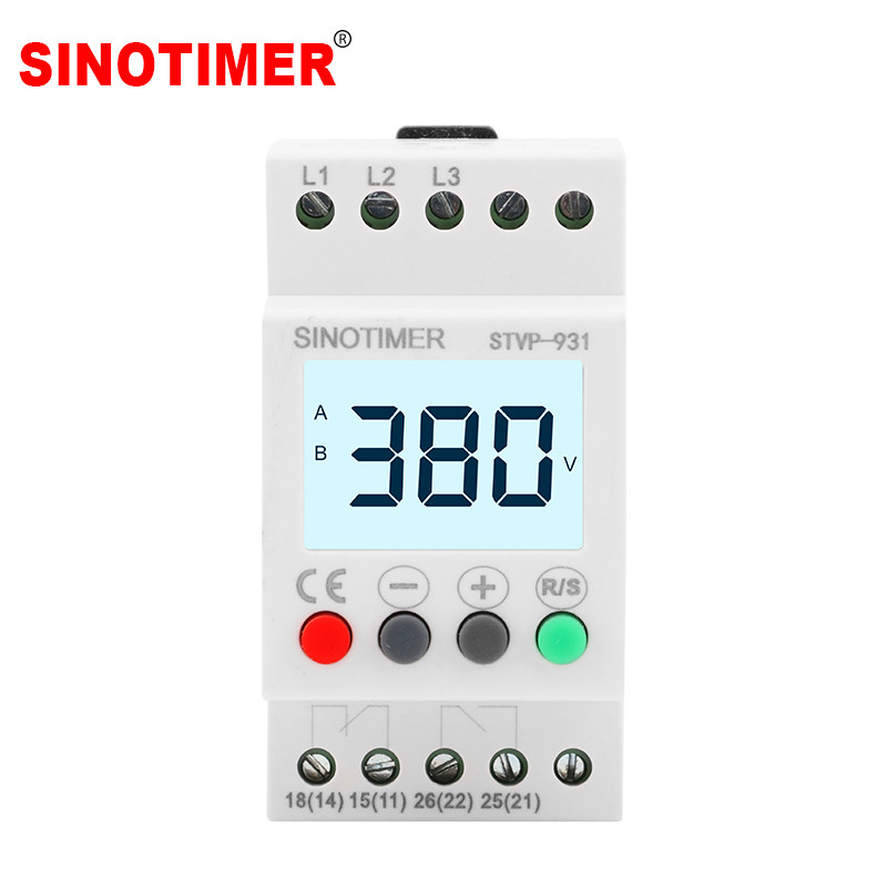Jual Baru Din Rail Adjust 3 Phase 380V Voltmeter Over Under Voltage ...