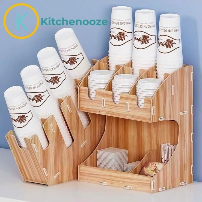 Jual Coffee Paper Cup Holder Rack Wooden I Rak Susun Gelas Sedotan ...