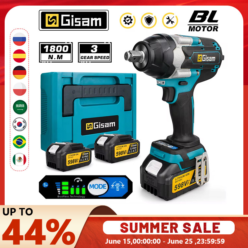 Jual Gisam 1800N.M Torque Brushless Electric Impact Wrench 1/2 inch ...