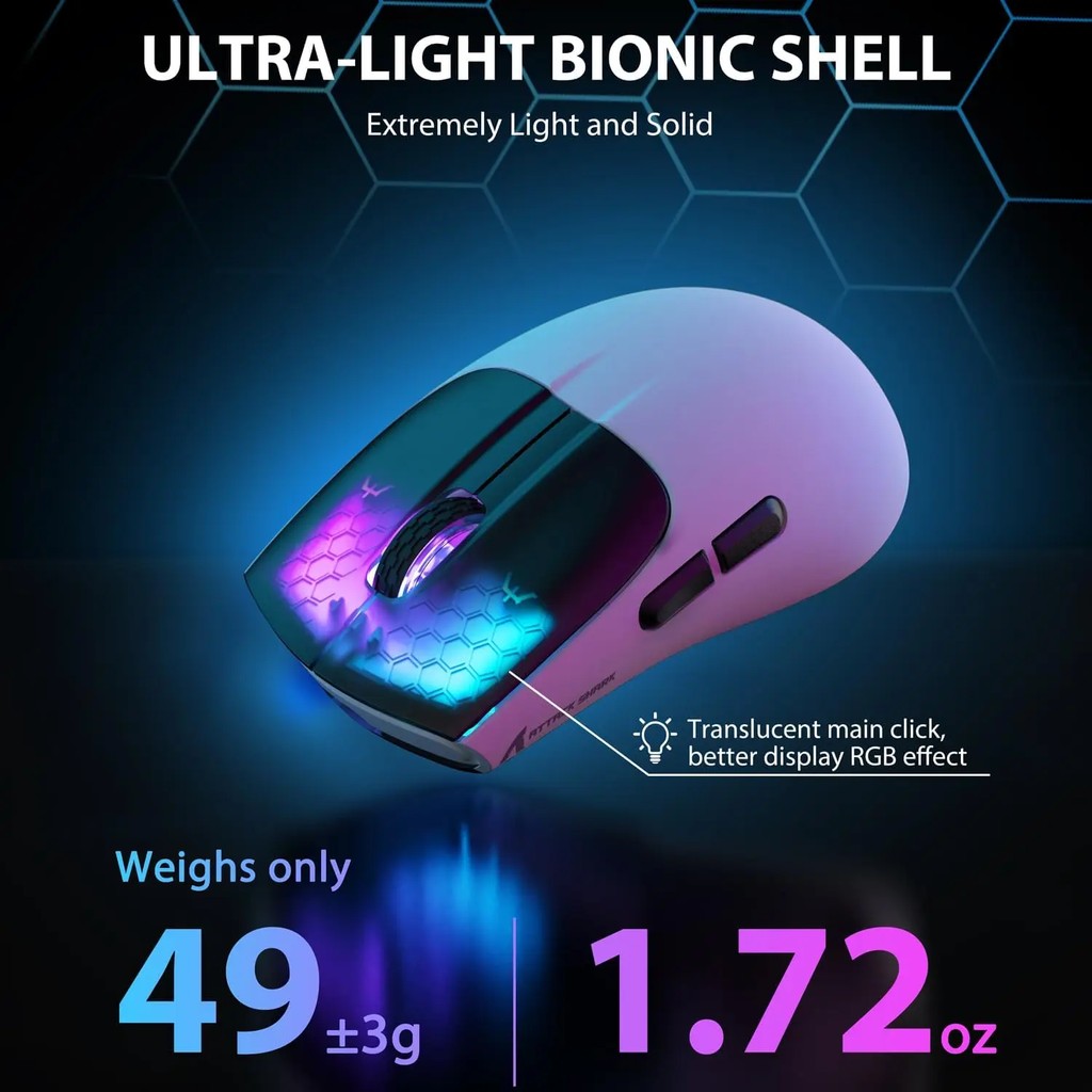Jual Attack Shark X5 Tri-Mode Wireless Rechargeable Gaming Mouse, 49G ...