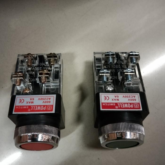 Jual (Allthebest) push button switch on /off Powell PB2511 25mm merah ...