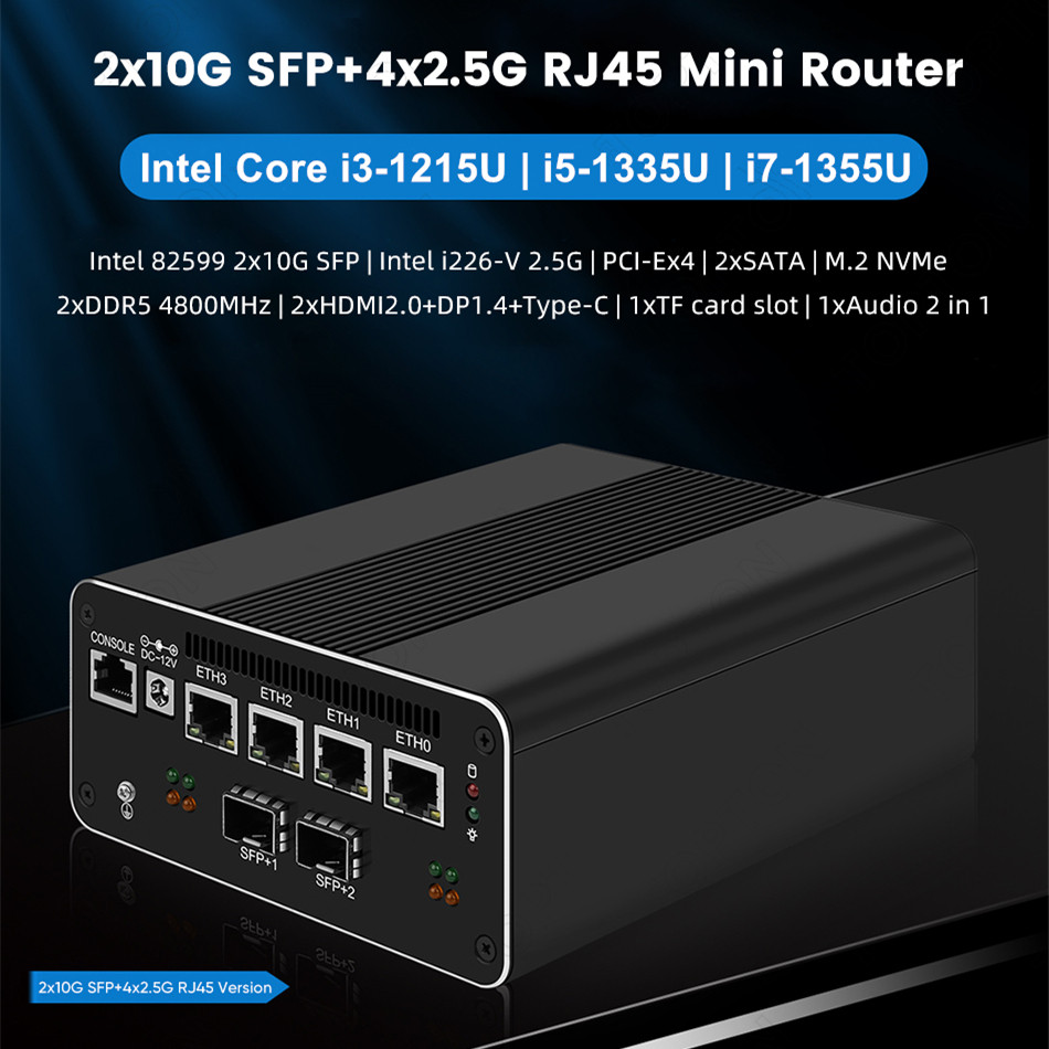 Jual 13th Gen Firewall Soft Router Intel i7 1355U i5 1335U 2*10G SFP+ ...