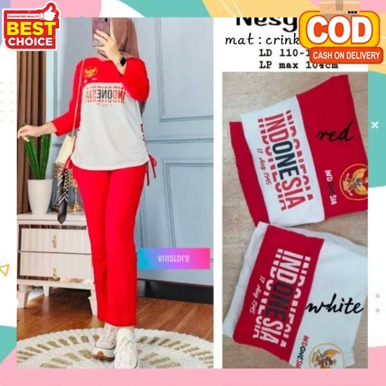 Jual Stelan Dewasa Hut Ri 2025 Setelan Wanita Agustusan Kemerdekaan Merdeka Srtelan Baju Plus ...