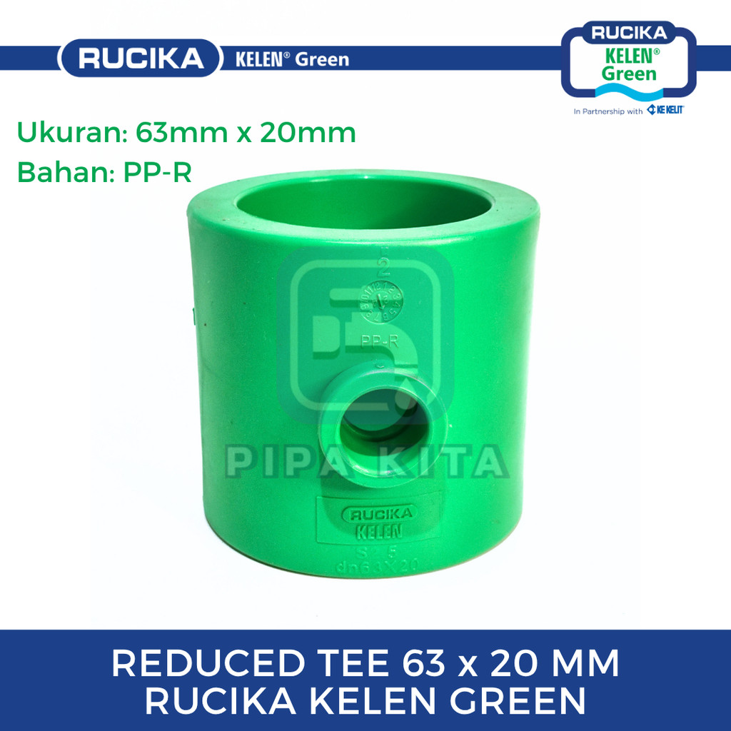Jual RUCIKA PPR Reducer Tee 63 x 20 mm PN 20 RUCIKA KELEN GREEN PP-R ...