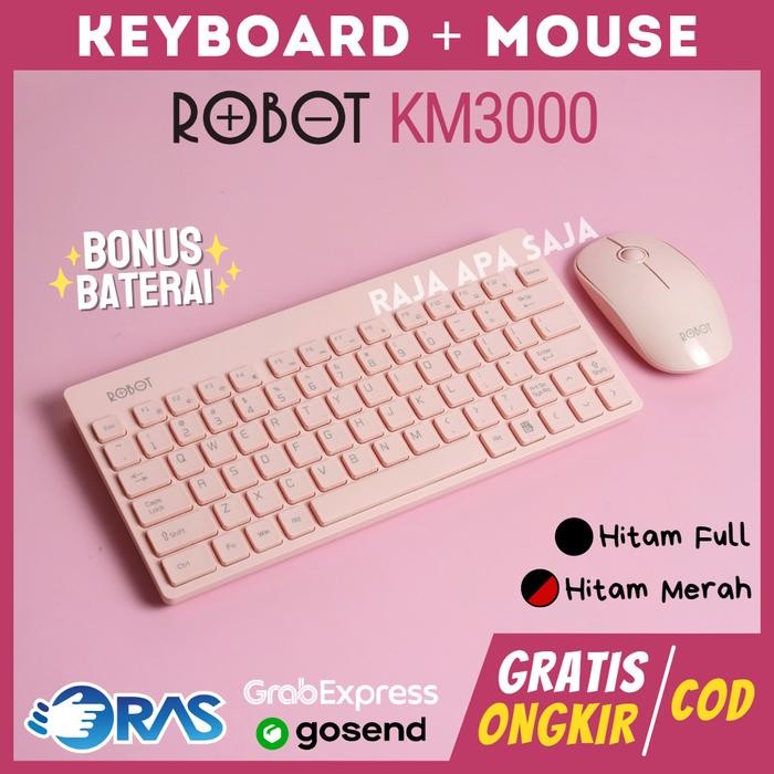 Jual Keyboard Mouse Set Wireless Robot KM3000 Untuk PC Laptop Komputer ...