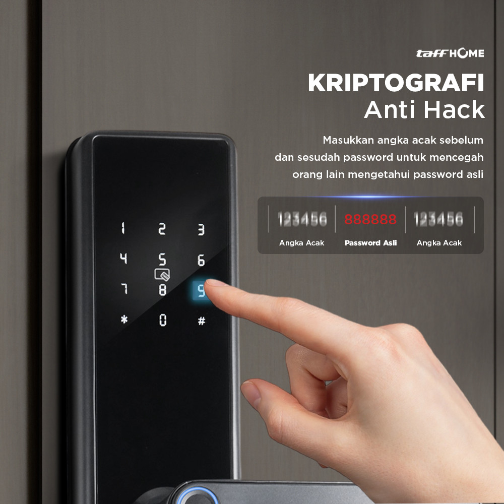 Jual [TaffHOME] Kunci Pintu Rumah Smart Door Lock Fingerprint Password Bluetooth Card TTLock ...