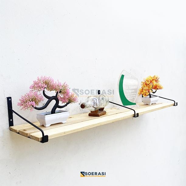 Jual Informa Houseware - 1 Meter Rak Buku Dinding Besi Dan Kayu Vintage ...