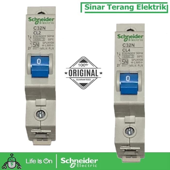 Jual Schneider Mcb Pln Kepala Biru C32N 1P 2A 4A Cl2 Cl4 Garansi ...