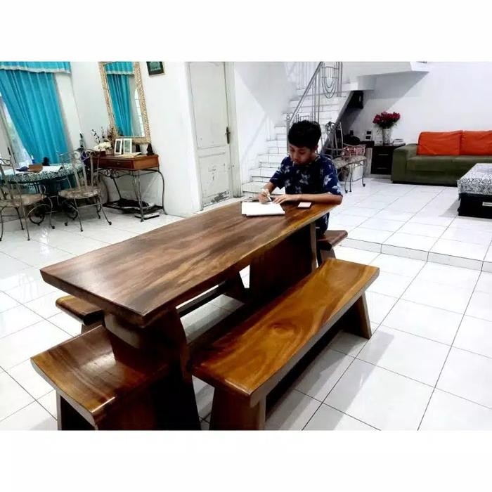 Jual PREMIUM Set Meja Makan Meja Cafe Resto Kayu Trembesi/Kayu Suar ...