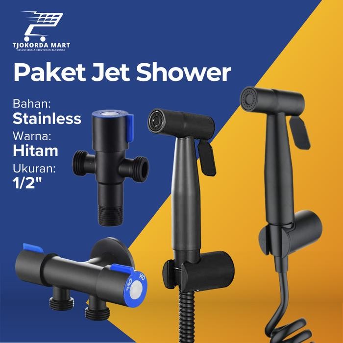 Jual Shower Kamar mandi /Paket Jet shower Hitam & Stop kran kloset ...