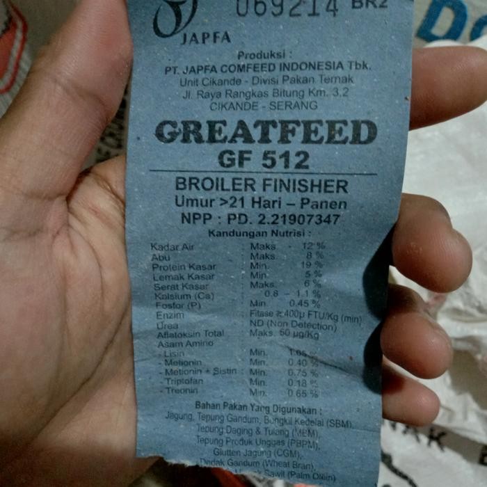 Jual Pakan Ayam Broiler Grower GF 512 Japfa Comfeed Repack 10 Kg ...