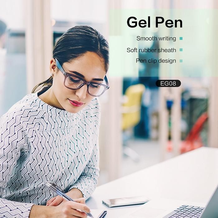 Jual Deli Gel pen 0.5mm 2 warna hitam/biru 12 pcs/ Deli pulpen gel ...