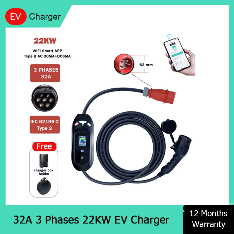Jual Type B IEC 62196-2 Portable EV Charger 32A 22KW 3 Phase For ...