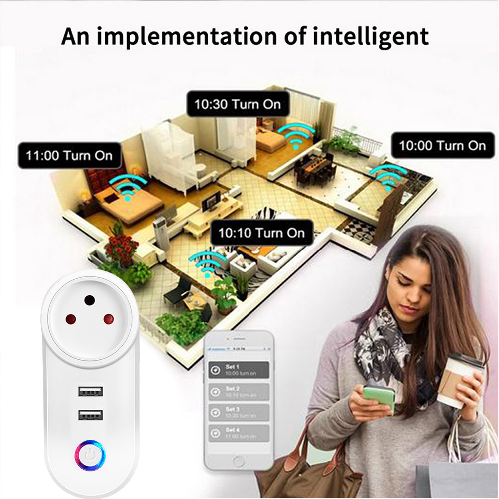 Jual Wifi Israel Plug Smart Socket With Usb Timing Control Smart Life ...
