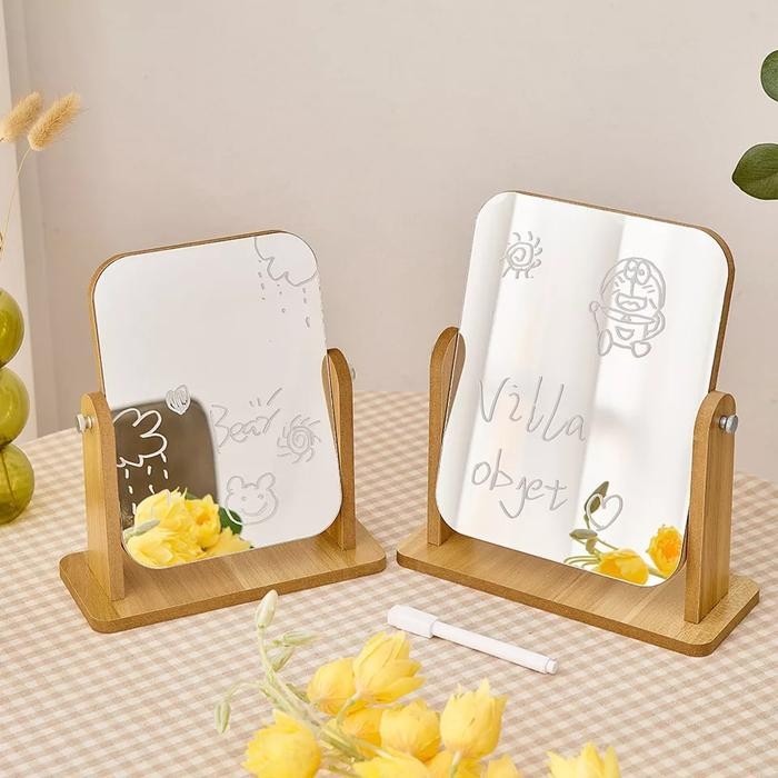 Jual Kaca Cermin Rias Wooden Makeup Mirror Rotating Folding Mirror ...