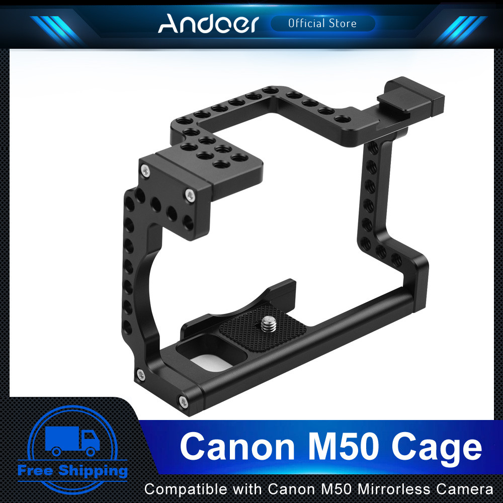 Jual IMPORT Andoer Canon M50 Camera Cage Rig Aluminum Alloy with Cold Shoe 1/4 Thread Camera ...