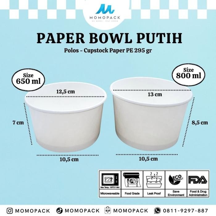 Jual Paper Bowl Putih los 650ml (Qty Per 100 Pcs) | Shopee Indonesia