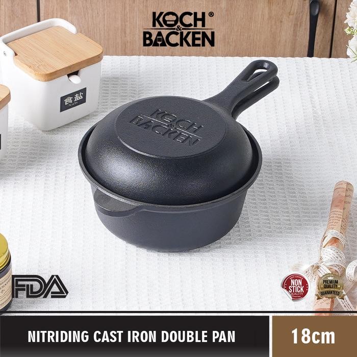 Jual Koch&Backen 2In1 Cast Iron Deep Fry Pan Set 18Cm - Panci Cast Iron ...