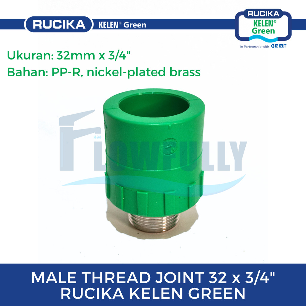 Jual MALE THREAD JOINT 32 X 3/4 PPR RUCIKA GREEN WAVIN TIGRIS COUPLER ...
