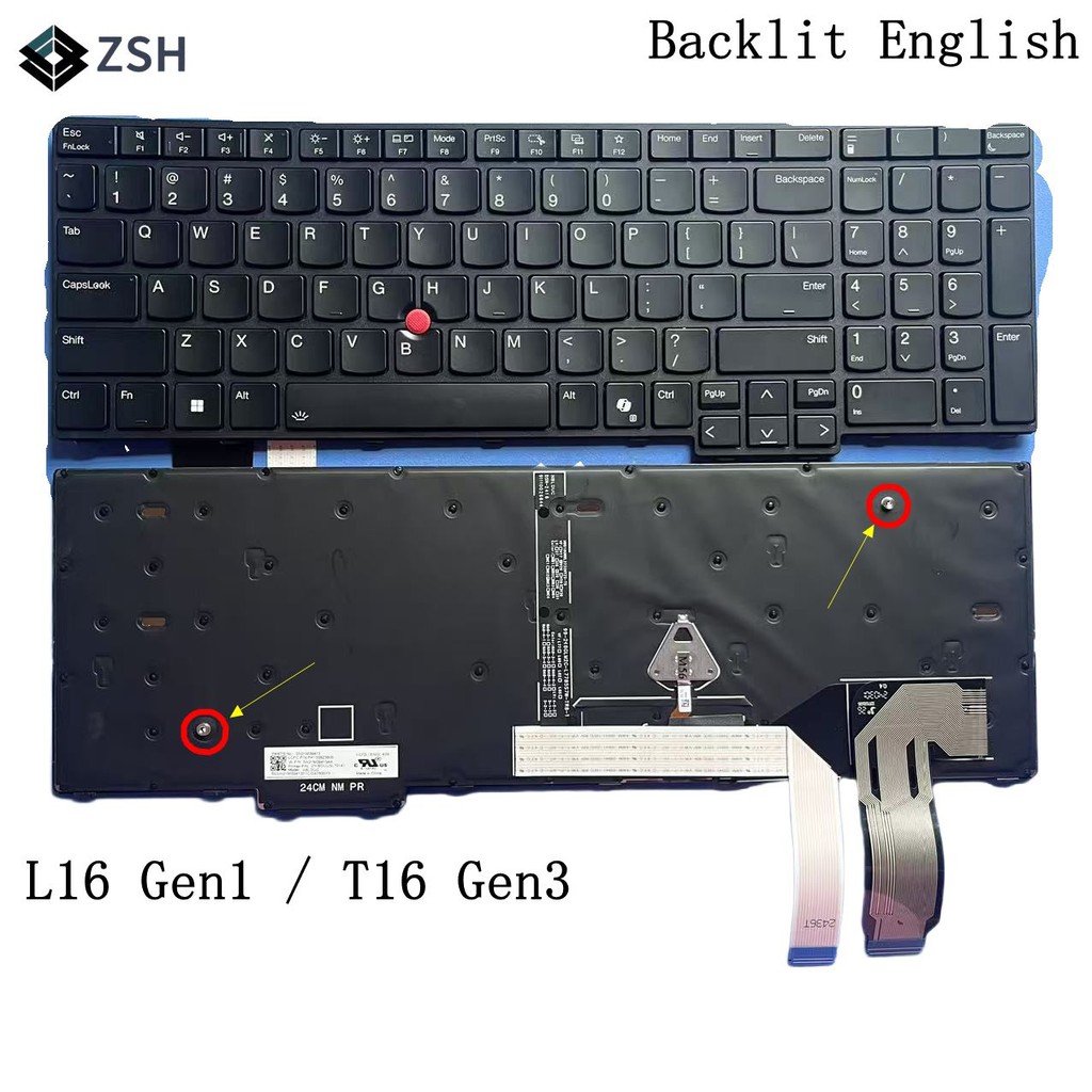 Jual US English Backlit Keyboard for Lenovo Thinkpad T16 Gen3 L16 Gen1 ...
