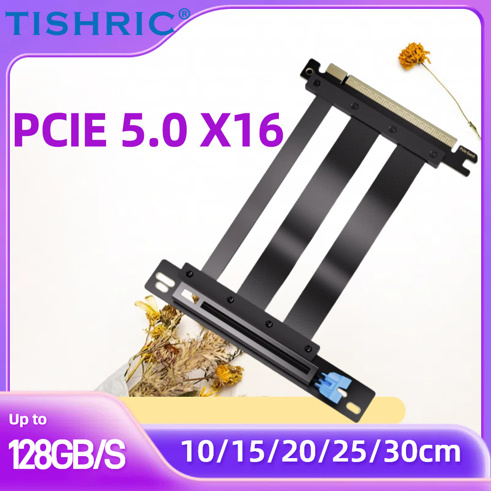 Jual TISHRIC 10/15/20/30 cm Right angle PCIE 5.0 Riser Cable for Gen 5 ...