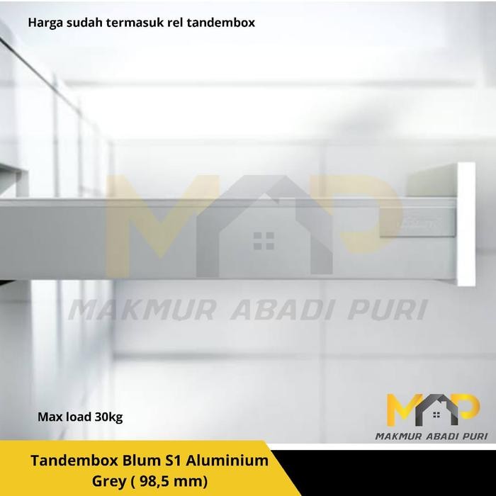 Jual Tandembox Blum - TBX S1 Aluminium Grey ( 98,5 mm ) Max Load 30kg ...