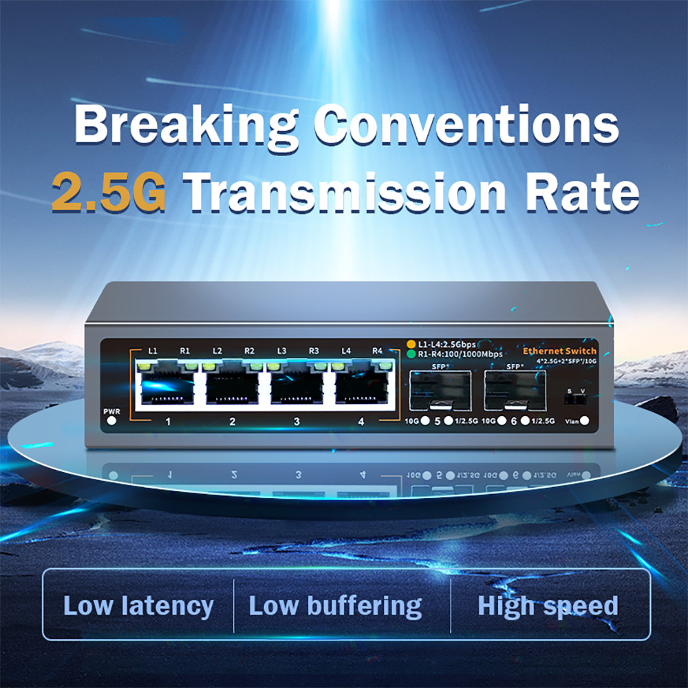 Jual 2.5Gbps Network Switch 4+2 Port 2500Mbps Ethernet Switcher 2 Port ...