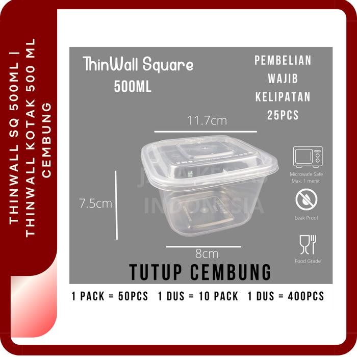 Jual THINWALL SQ 500ML THINWALL KOTAK 500 ML CEMBUNG SALAD BOX 500ML ...