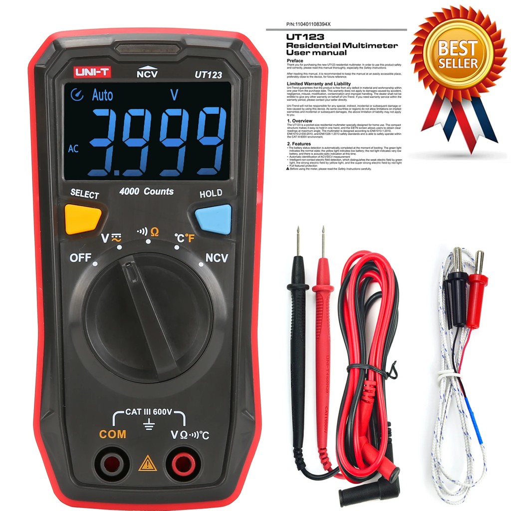 Jual UNI T UT123 UT123D Digital Multimeter Tester Auto Range Mini ...