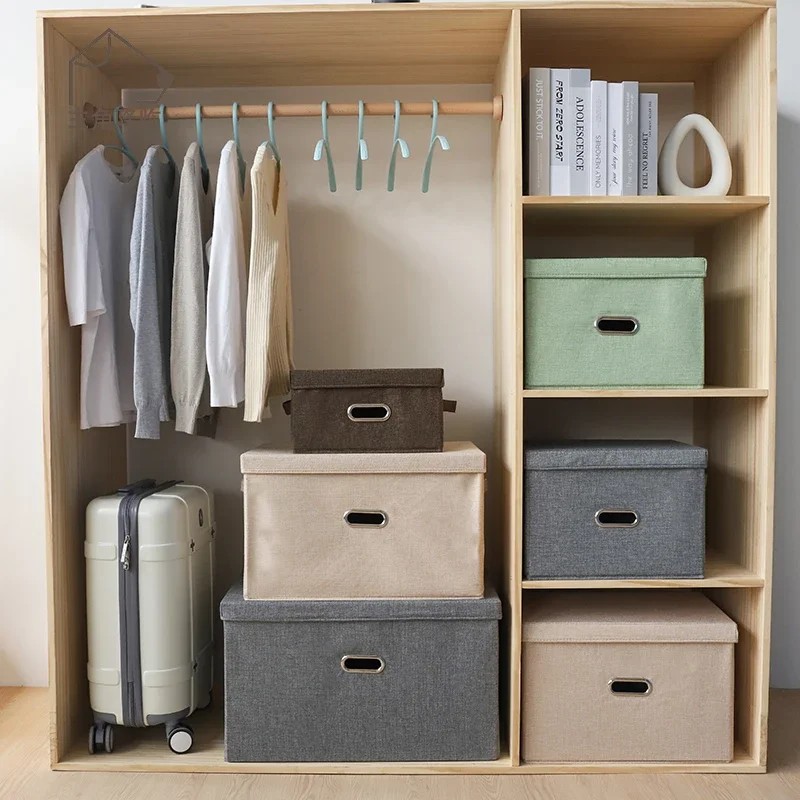 Jual Large cotton linen Fabric folding storage box Kids Toy organizer ...