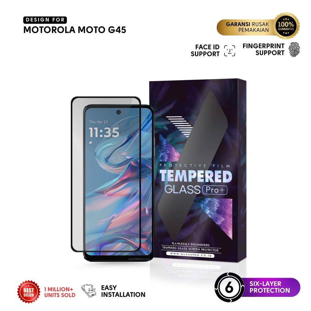 Jual GLASS PRO Tempered Glass MOTOROLA MOTO G45 - Premium Full Cover ...
