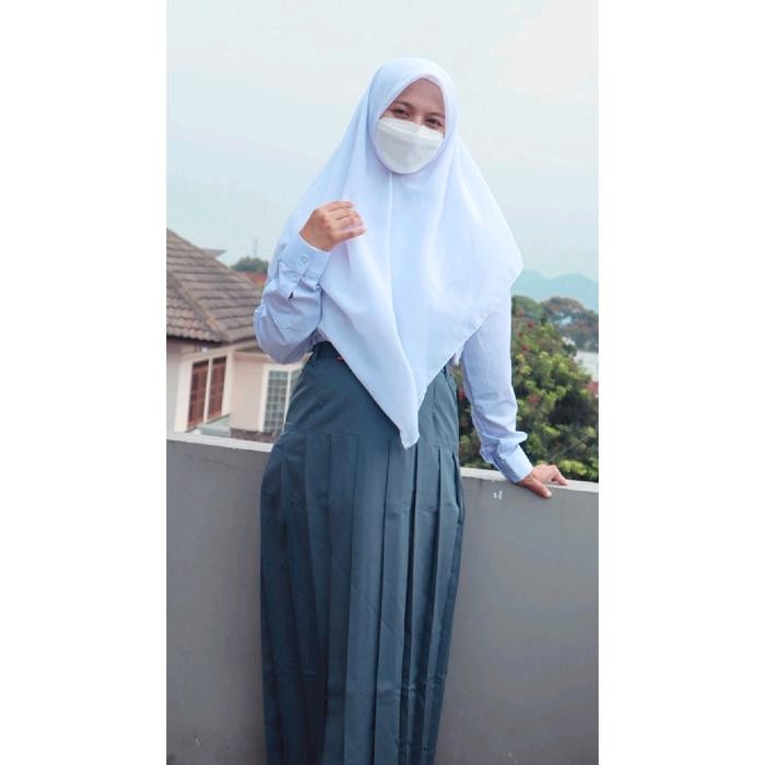 Jual (Allthebest) Kerudung segi empat putih instan simpel dipakai untuk ...
