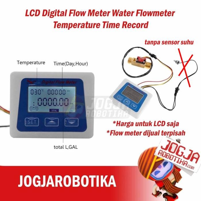 Jual Lcd Digital Flow Meter Water Flowmeter Temperature Time Record ...