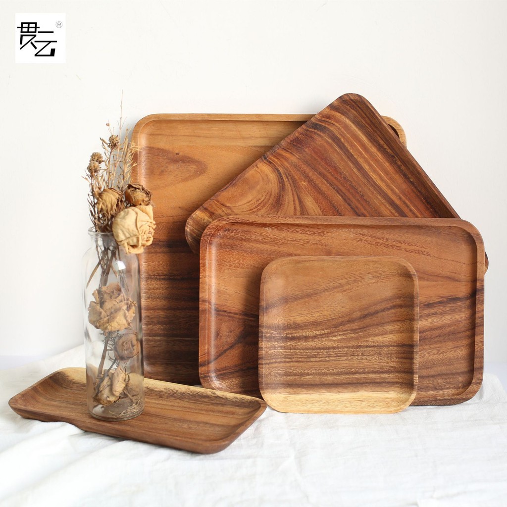 Jual Nampan Kayu Persegi Panjang - Tray Kayu Solid Desain Minimalis ...