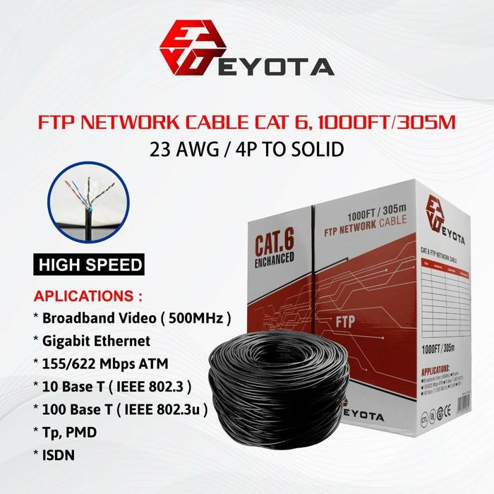 Jual Ready Eyota Kabel Lan Ftp Cat6 Hitam Outdoor Shopee | Shopee Indonesia