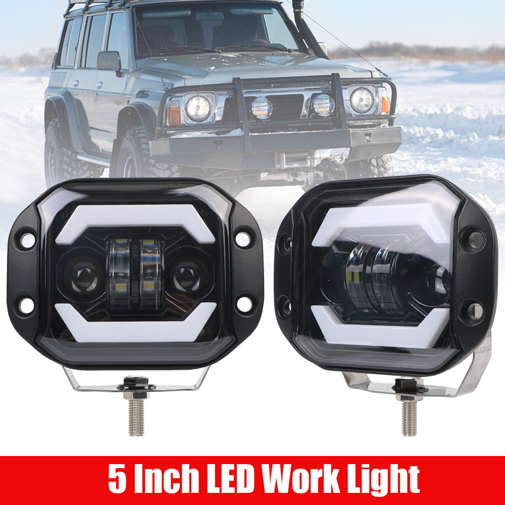 Jual DRL LED Headlights Flush Mounted Driving Work Light 12V 5 Inch Car ...