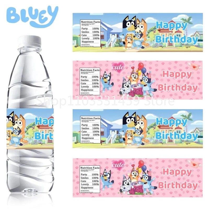 Jual Bluey Water Bottle Labels Bingo Family Party Supplies Toys ...