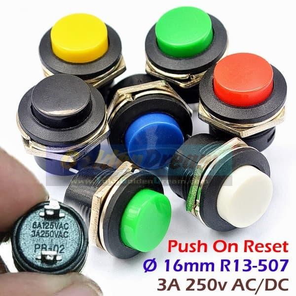 Jual Produk Terbaik] Push On R13 507 16mm Saklar Tombol Reset Momentary ...